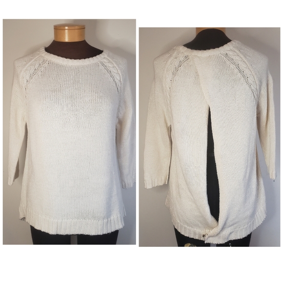 Zara | Sweaters | Zara Knit Open Back White Sweater Large | Poshmark